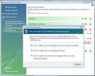 Disable Security Center Alerts in Windows XP and Vista - Tech Journey