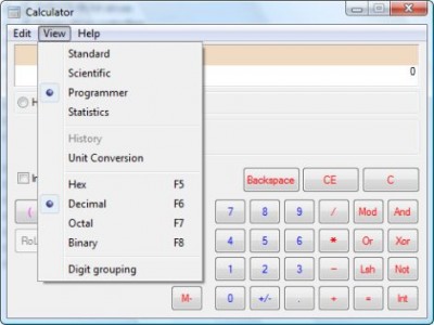 Calculator in Windows 7 with Scientific, Programmer & Statistics Mode ...