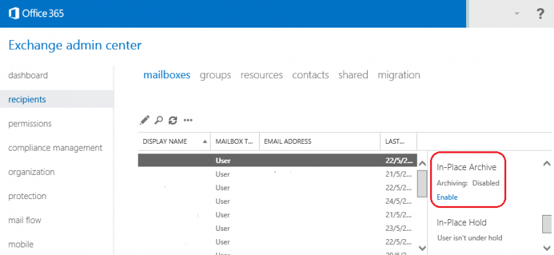 Enable Office 365 Exchange Online Archiving In-Place Archive - Tech Journey