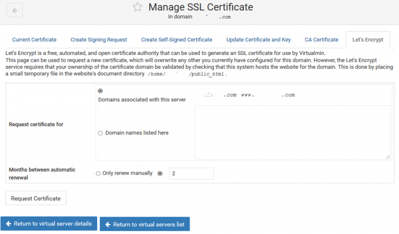 How To Use Lets Encrypt Ssl Certificate Automatically In Virtualmin Webmin Tech Journey