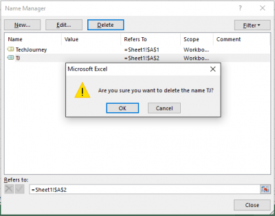 Delete a Defined Name & Named Range in Excel - Tech Journey