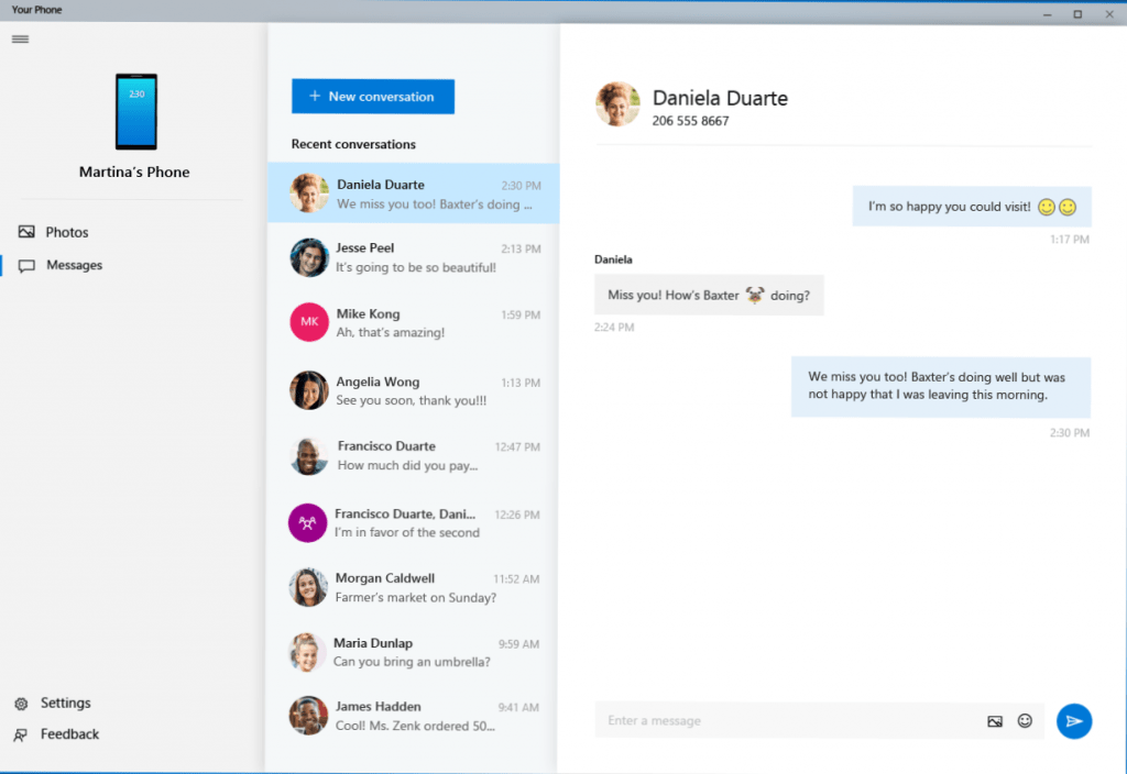 SMS Text from Android on Windows 10 PC with Your Phone App on Build ...