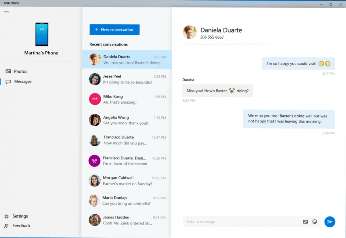 SMS Text from Android on Windows 10 PC with Your Phone App on Build ...